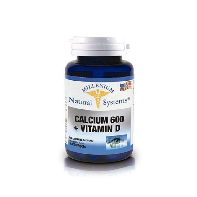 Calcium 600mg + Vitamina D (60 cap.) Millenium Natural Systems ...