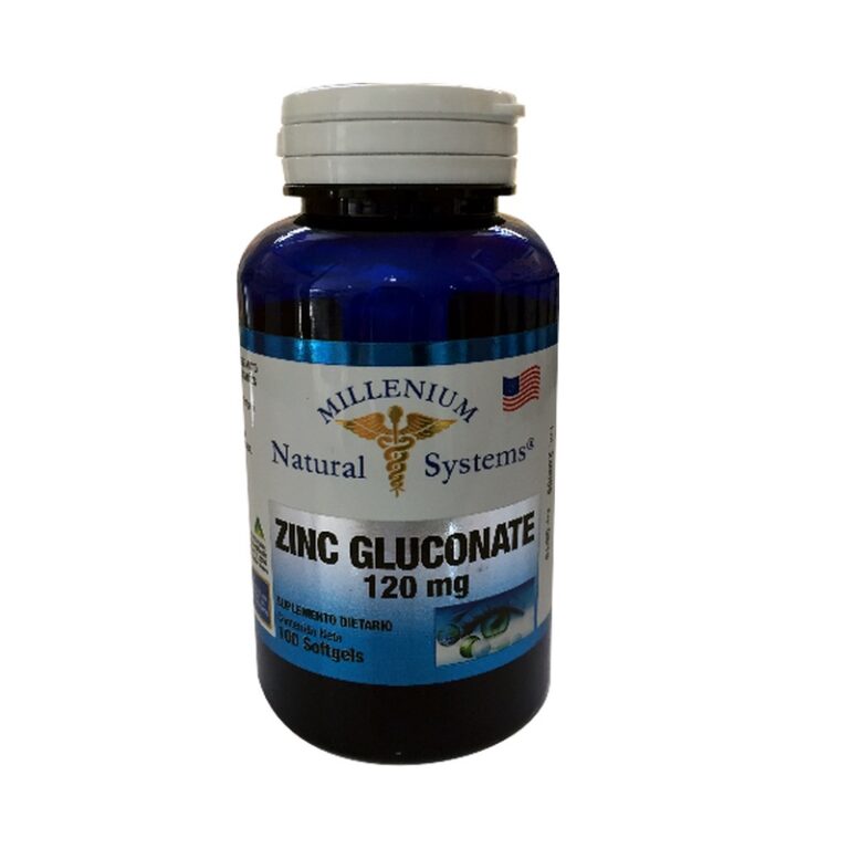 Zinc Gluconate 120 mg (100 softgels) Millenium Natural Systems ...